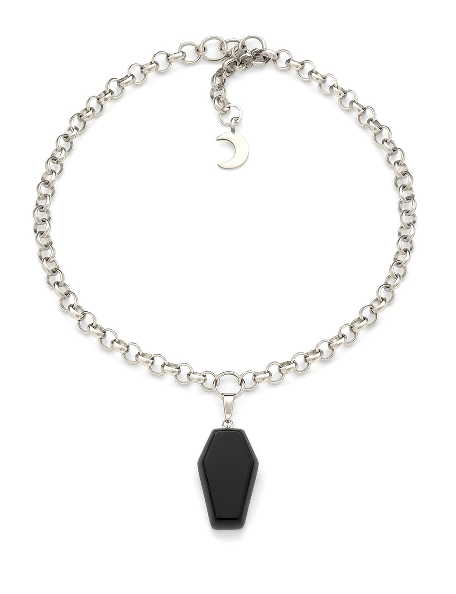 Black Onyx Coffin Chain Choker/Necklace – Empty Casket