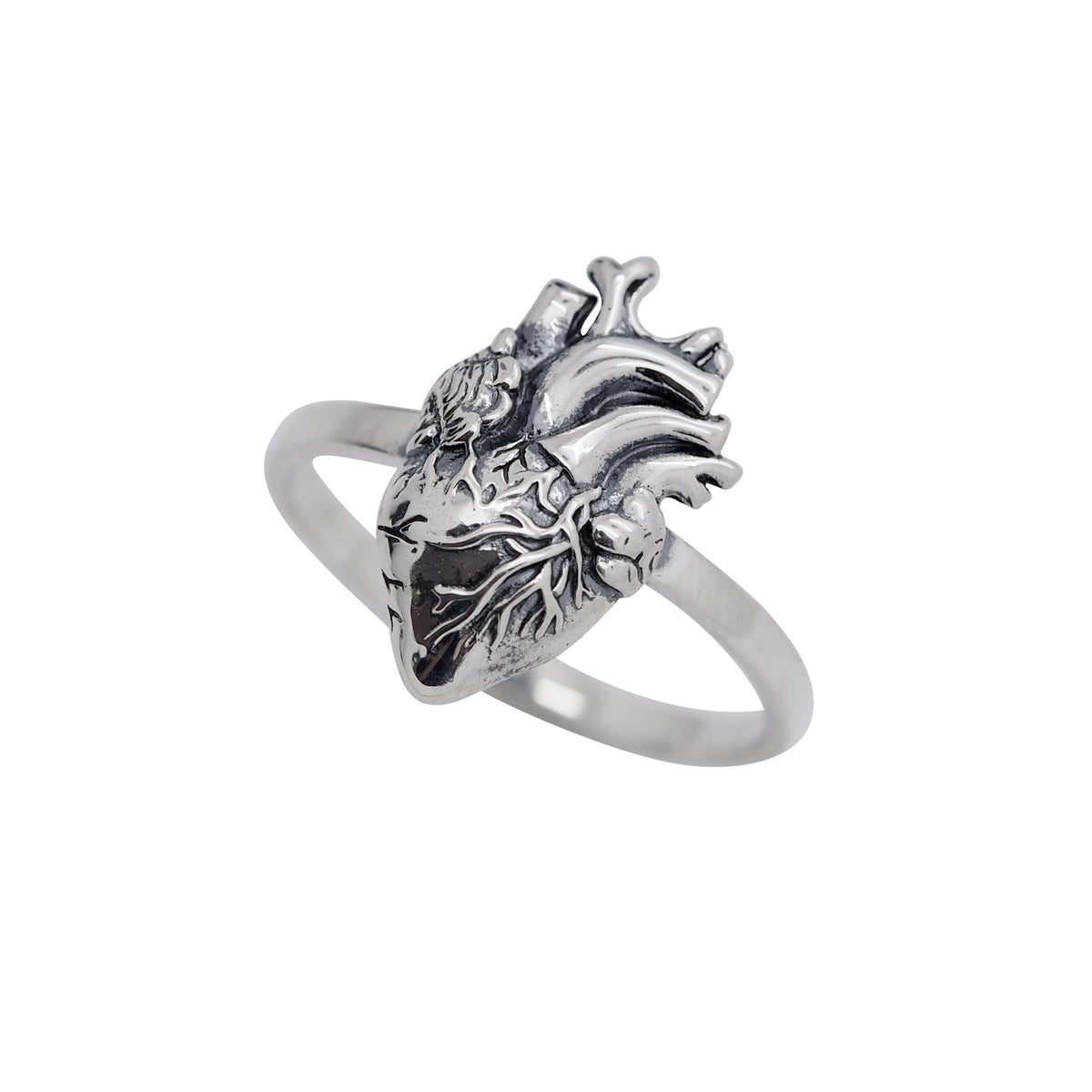 Sterling Silver Anatomical Heart Ring – Empty Casket